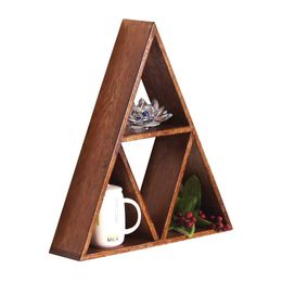 Pharao24.de Wand Regal aus Mangobaum Massivholz dreieckige Form