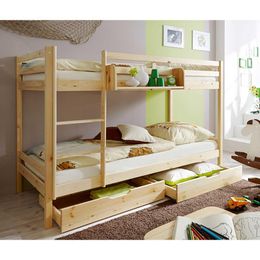 Pharao24.de Etagenbett aus Kiefer Massivholz 140 cm hoch