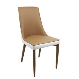 Pharao24.de Polsterst&uuml;hle Esszimmer Kunstlederbezug Hellbraun & Wei&szlig; (2er Set)