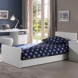 Pharao24.de Jugendzimmerbett in Wei&szlig; aus MDF