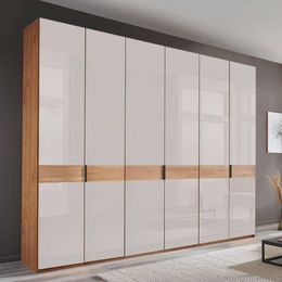 Pharao24.de Kleiderschrank Glasfront Schrank in Wei&szlig; und Erlefarben