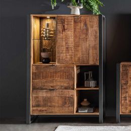 Pharao24.de Wohnzimmer Schrank im Industrie und Loft Stil LED Beleuchtung