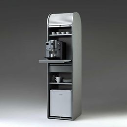 Pharao24.de Rolladenschrank f&uuml;r Kaffeemaschine 50 cm breit aus Spanplatte in Grau 50x202x60 cm Pharao24