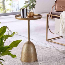 Pharao24.de Goldener Beistelltisch aus Aluminium Hammerschlag Optik