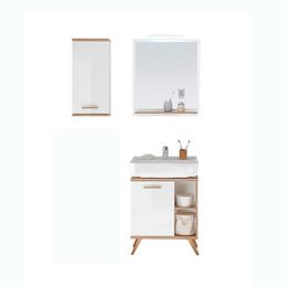 Pharao24.de Badm&ouml;bel Set Waschplatz Set in Wei&szlig; im Skandi Design (dreiteilig)