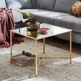 Pharao24.de Coffee Table in Goldfarben Spiegelglas Platte
