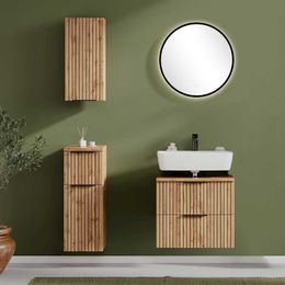 Pharao24.de Design Badm&ouml;bel in Wildeichefarben Schwarz (vierteilig)