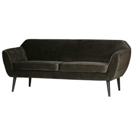 Pharao24.de 3 Sitzer Sofa in Dunkelgr&uuml;n Used Optik Stoff Buche Massivholz
