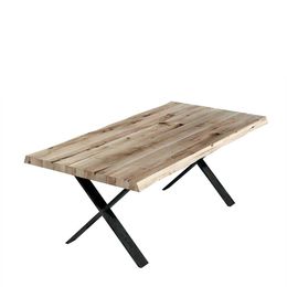 Pharao24.de Loft Design Esstisch aus Eiche Massivholz und Metall 200 cm breit