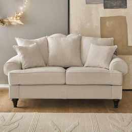 Pharao24.de Landhaus Stil Sofa Beige im Vintage Look zwei Sitzpl&auml;tzen