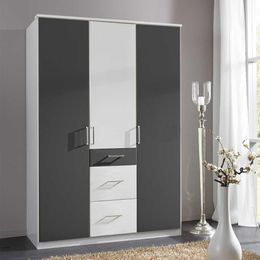 Pharao24.de Dreht&uuml;rschrank Schlafzimmer in Dunkelgrau und Weiss Metallgriffen