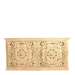Pharao24.de Massivholz Sideboard im Vintage Look floralen Schnitzereien versehen