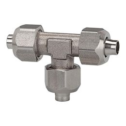 Riegler T-Verbinder, f&uuml;r Schlauch 6/4 mm, SW1 12, SW2 10, ES 1.4404 (14.800-6 ESH)
