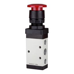 Riegler 5/2-Wegeventil, manuell &raquo;M5&laquo;, Pilztaster, monostabil, G 1/4, rot (5155104)