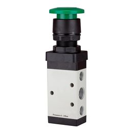 Riegler 5/2-Wegeventil, manuell &raquo;M5&laquo;, Pilztaster, monostabil, G 1/4, gr&uuml;n (5155105)