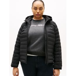 Steppjacke Tommy Hilfiger Curve "CRV STRETCH NYLON LW DOWN JACKET", Damen, Gr. 46, schwarz, Web, Obermaterial: 93% Polyester, 7% Elasthan, unifarben, Jacken Steppjacke, in gro&szlig;en Gr&ouml;&szlig;en