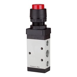 Riegler 5/2-Wegeventil, manuell &raquo;M5&laquo;, Druckknopf, monostabil, G 1/8, rot (5154101)