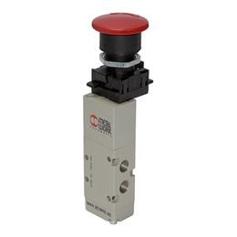 Riegler 5/2-Wegeventil man. Pilztaster, Notrastung, monostabil, G 1/8 (515.711)