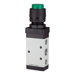 Riegler 5/2-Wegeventil, manuell &raquo;M5 &laquo;, Druckknopf, monostabil, G 1/4, gr&uuml;n (5154105)
