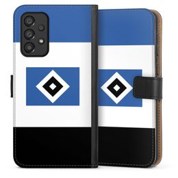 DeinDesign Galaxy A33 5G Handy Klapph&uuml;lle Handyh&uuml;lle aus Kunst Leder schwarz Flip Case Bundesliga Official Licensed Product Hamburger Sv Sideflip mit langer 