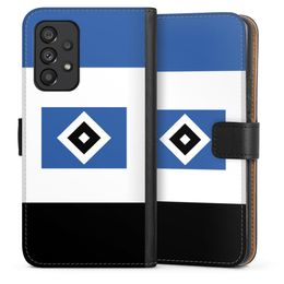 DeinDesign Galaxy A53 5G Handy Klapph&uuml;lle Handyh&uuml;lle aus Kunst Leder schwarz Flip Case Bundesliga Official Licensed Product Hamburger Sv Sideflip mit langer 