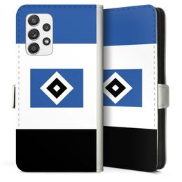 DeinDesign Galaxy A52s 5G Handy Klapph&uuml;lle Handyh&uuml;lle aus Kunst Leder wei&szlig; Flip Case Hamburger Sv Bundesliga Official Licensed Product Sideflip mit Lasche