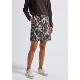 Minirock Street One, Damen, Gr. 44, braun (deep roast braun), Stoff, 100% Polyester, normal knielang, R&ouml;cke Minirock, mit Zebramuster