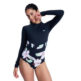 Badeanzug Roxy "The Rider Zipped", Damen, Gr. L, schwarz (anthrazit spring charming), Polyester, Badeanz&uuml;ge Badeanzug