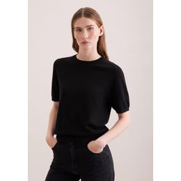 Strickpullover Seidensticker, Damen, Gr. L, schwarz, 90% Wolle, 10% Seide, unifarben, regular fit, Rundhals, Pullover Strickpullover, Sweater Uni