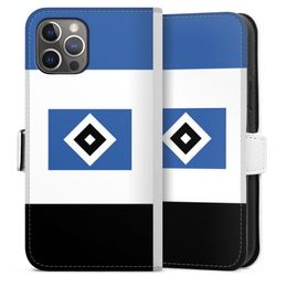 DeinDesign iPhone 12 Pro Handy Klapph&uuml;lle Handyh&uuml;lle aus Kunst Leder wei&szlig; Flip Case Hamburger Sv Bundesliga Official Licensed Product Sideflip mit Lasche
