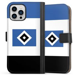 DeinDesign iPhone 13 Pro Max Handy Klapph&uuml;lle Handyh&uuml;lle aus Kunst Leder schwarz Flip Case Hamburger Sv Bundesliga Official Licensed Product Sideflip mit langer 