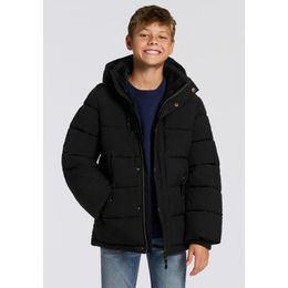 Outdoorjacke Kidsworld "Winterwarme Jacke, gesteppt", Jungen, Gr. 176/182, schwarz, Web, Obermaterial: 100% Polyester. Futter: 100% Polyester. Wattierung: 100% Polyester. &Auml;rmelfutter: 100% Polyester, unifarben, Basic h&uuml;ftbedeckend, Rippb&uuml;ndchen, Jacken Outdoorjacke, Trendige Winterjacke mit refklektierenden Details