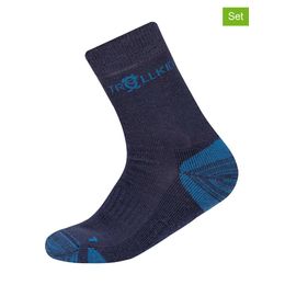 Trollkids 2er-Set: Trekkingsocken "Preikestolen" in Dunkelblau - 34% | Gr&ouml;&szlig;e 31-34 | Kinder-outdoor-waesche