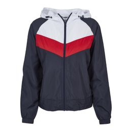 Anorak Urban Classics "Urban Classics Damen Ladies 3-Tone Windbreaker", Damen, Gr. M, navy, wei&szlig;, firerot, 100% Polyester, mehrfarbig, normal, ohne Ausschnitt, Jacken