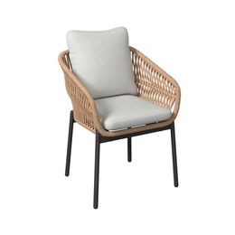 Ambia Garden Gartenstuhl, Anthrazit, Natur, Hellgrau, Metall, Kunststoff, Textil, F&uuml;llung: Schaumstoff, Rundrohr, 63x80x61 cm, wetterbest&auml;ndig, inklusive Armlehnen, geeignet f&uuml;r Balkon, Gartenm&ouml;bel, Gartenst&uuml;hle, Gartenst&uuml;hle