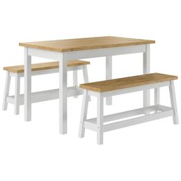 Livetastic Tischgruppe Massivholz, Natur, Wei&szlig;, Holz, Kiefer, massiv, 120x98x76.5 cm, FSC Mix, Esszimmer, Tische, Esstische