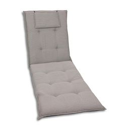 Liegenauflage, Grau, Textil, meliert, F&uuml;llung: Schaumstoff, Vlies, 60x7x190 cm, Oeko-Tex&reg; Standard 100, pflegeleicht, hochwertige Qualit&auml;t, langlebig, f&uuml;r den Au&szlig;enbereich geeignet, mittels B&auml;ndern zu befestigen, Gurtband befestigen, Outdoor-Kissen, Liegenauflagen