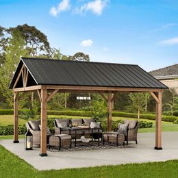 Pavillon Gazebo Rebra Naturfarben/Anthrazit