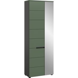 Garderobenschrank Home Affaire "REHAT, TOPSELLER, H&ouml;he 190cm, 2 T&uuml;ren, 6 F&auml;cher, 1 Kleiderstange", grau (basalt grau, smoke gr&uuml;n), B:65cm H:190cm T:37cm, FSC-zertifizierter Holzwerkstoff, Schr&auml;nke, Garderobenschrank, Garderobe, Flurschrank, Dielenschrank, Kleiderschrank, Garderobenm&ouml;bel