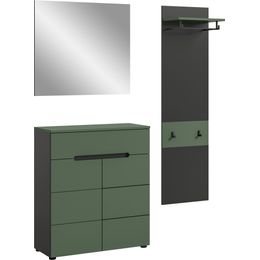 Garderoben-Set Home Affaire "REHAT, TOPSELLER, 3-teilig, Breite 140 cm, individuell erweiterbar", basalt grau, smoke gr&uuml;n, Kastenm&ouml;bel-Sets, Garderobenkombination, Kombination, Set, Flurgarderobe, Diele