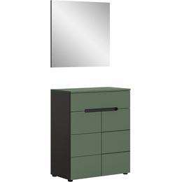 Garderoben-Set Home Affaire "REHAT, TOPSELLER, 2-teilig, Breite 80cm, individuell erweiterbar", grau (basalt grau, smoke gr&uuml;n), B:80cm H:190cm T:37cm, Holzwerkstoff, Kastenm&ouml;bel-Sets, Garderobenkombination, Kombination, Set, Flurgarderobe, Diele