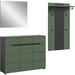 Garderoben-Set Home Affaire "REHAT, TOPSELLER, 3-teilig, Breite 215 cm, individuell erweiterbar", basalt grau, smoke gr&uuml;n, Kastenm&ouml;bel-Sets, Garderobenkombination, Kombination, Set, Flurgarderobe, Diele