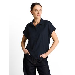 Hemdbluse Tom Tailor, Damen, Gr. 44, sky captain blau, Web, Obermaterial: 55% Lyocell, 45% Viskose, regular fit normal, ohne Ausschnitt, Blusen Hemdbluse, mit Knopfleiste