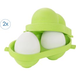 Lunchbox Ruco "Eierbox, 2er Set", gr&uuml;n, B:12,5cm H:7cm L:7cm, Kunststoff, Lebensmittelaufbewahrungsbeh&auml;lter, Lunchbox, Transportbox, Eierkorb, Made in Germany