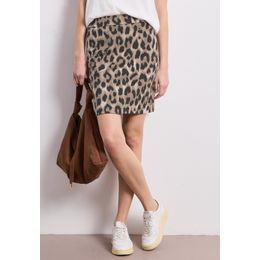 Minirock Street One "Style Happy Paperbag", Damen, Gr. 40, timeless beige, Web, Obermaterial: 85% Viskose, 13% Polyester, 2% Elasthan, k&ouml;rpernah kniefrei, R&ouml;cke Minirock, Sommerrock im Leo-Look