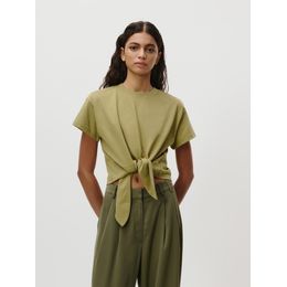 T-Shirt LEGER "Tessy, LeGer by Lena Gercke", Damen, Gr. 36, khaki, Jersey, Obermaterial: 100% Baumwolle, unifarben, taillenlang, Rundhals, Shirts T-Shirt, mit Knoten-Detail, cropped