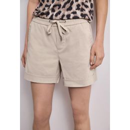 Shorts Street One, Damen, Gr. 44, N-Gr, clay sand, Web, Obermaterial: 66% Baumwolle, 30% Polyester, 4% Elasthan, unifarben, bequem ca. Mitte Oberschenkel, Hosen Shorts, unifarben, Casual Fit, elastischer Baumwollmix