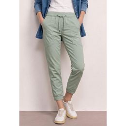 Stoffhose Street One "Style Bonny", Damen, Gr. 36, L&auml;nge 28, mint leaf, Web, Obermaterial: 97% Baumwolle, 3% Elasthan, unifarben, loose fit lang, Hosen Stoffhose, Slim Leg Hose / Sommerhose im Loose Fit