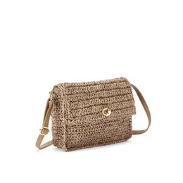 Umh&auml;ngetasche Vivance "Handtasche", Damen, Gr. B/H/T: 23cm x 19cm x 5cm, grau (taupe), Papierstroh, unifarben, Taschen Umh&auml;ngetasche, Minibag, Henkeltasche, Bast-Optik, Sommertasche, Crossbody Bag