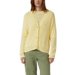 Strickjacke s.Oliver, Damen, Gr. 44, gelb, Strick, Obermaterial: 60% Baumwolle, 40% Polyamid, unifarben, normal h&uuml;ftbedeckend, tiefer V-Ausschnitt, Flachstrickb&uuml;ndchen, Strickjacken Strickjacke, mit V-Ausschnitt